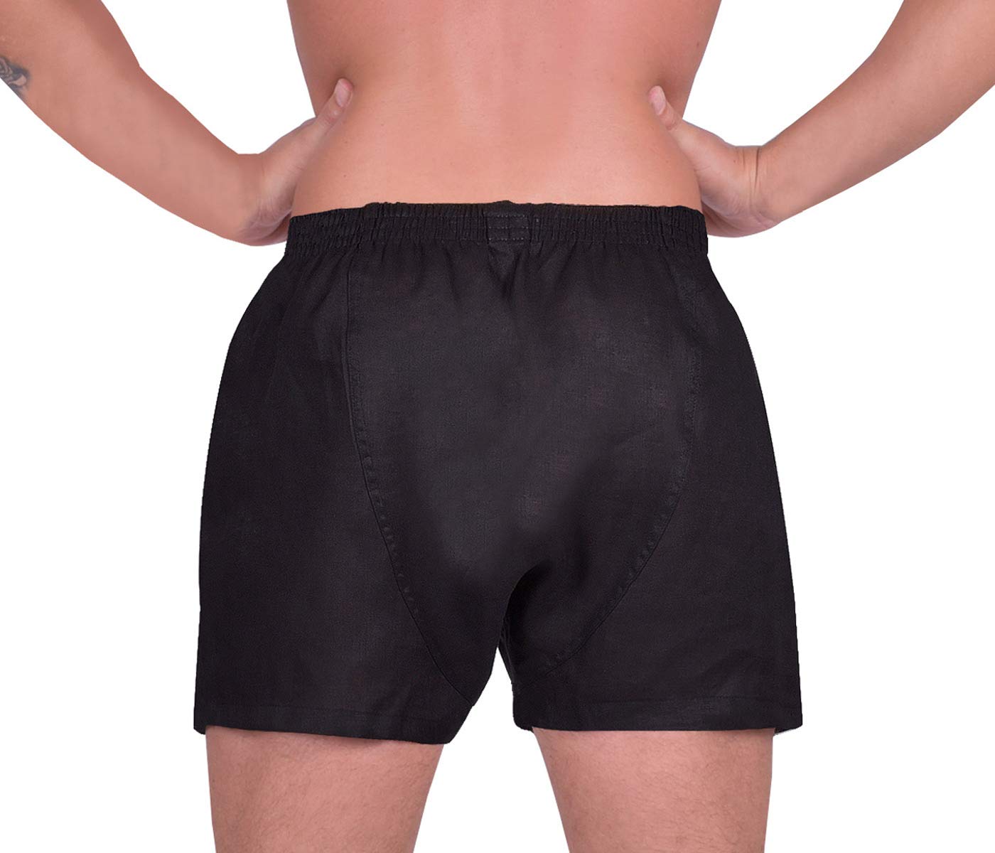LUFT Mens Boys Man Plus Size Linen Soft Stretch Comfortable Elastic Waistband Breathable Low Rise Classic Functional Seamless Trunks Briefs Underpants Underwear Boxer Shorts, Black XL