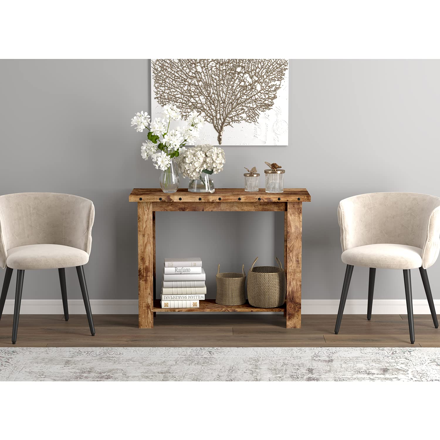 Safdie & Co. Safdie 81090.Z.07 Brown Entryway Console Sofa Couch Table/Accent Wall Table-39 Long Reclaimed Wood with 1 Shelf for Living Room, 15 in x 39 in x 30 in