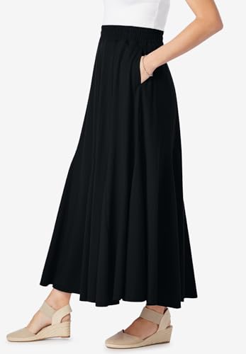 Woman Within Women's Plus Size Wide Elastic Waist Skirt - 2X, Black