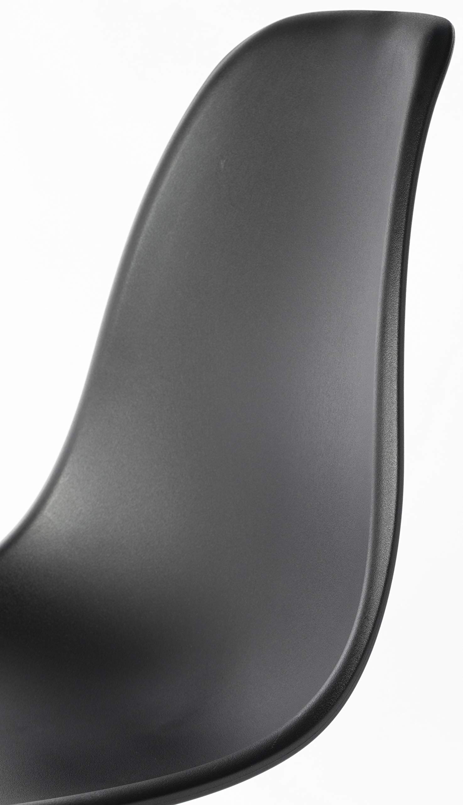 Fabulaxe Mid-Century Modern Style Plastic DSW Shell Dining Chair with Solid Beech Wooden Dowel Eiffel Legs, Black