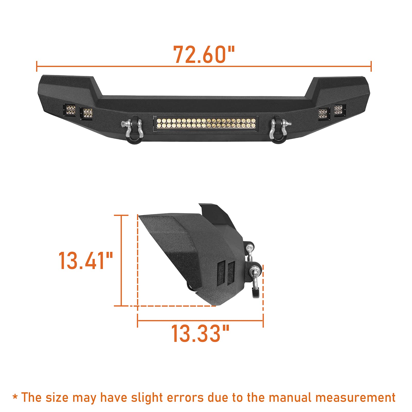 u-Box Front Bumper & Rear Bumper Combo for Jeep Wrangler JK 2007-2018 Textured Black Steel Bumper w/Spare Tire Carrier & 120W LED Light Bar & Receiver Hitch
