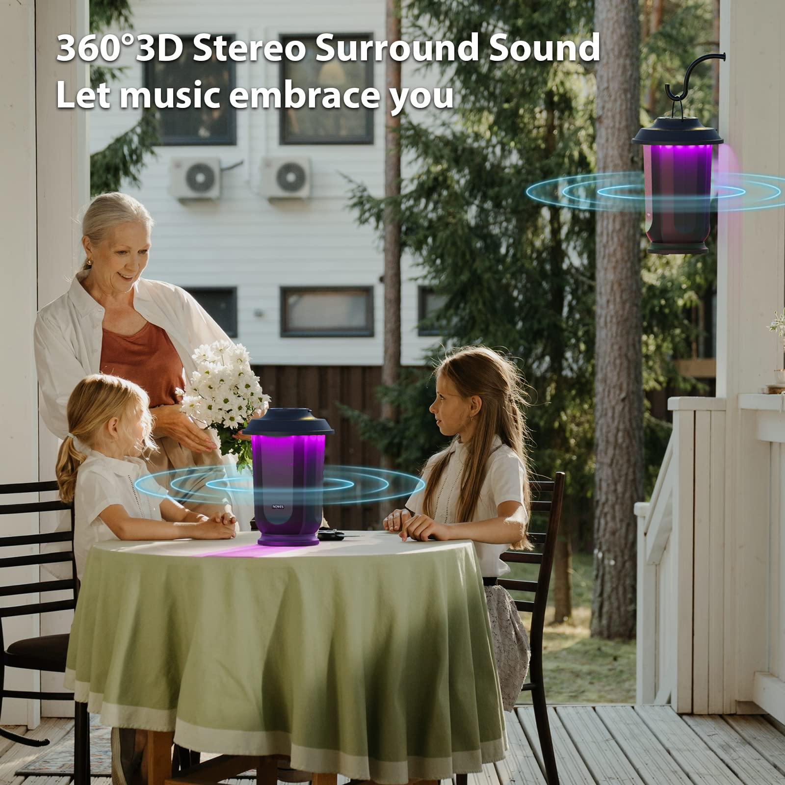 NOWES Outdoor Bluetooth Speaker, True Wireless Stereo, RGB LED Light, Portable, Waterproof, 25W, 15H Battery Life, 100M Range, 2 Pack