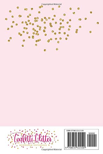 H: Letter H Initial Monogram Notebook Blank Lined Journal, 120 Pages, Blush Pink Foil Balloon & Gold Glitter Confetti Design Note Book for Girls & Women (Pink & Gold Glitter Series 3)