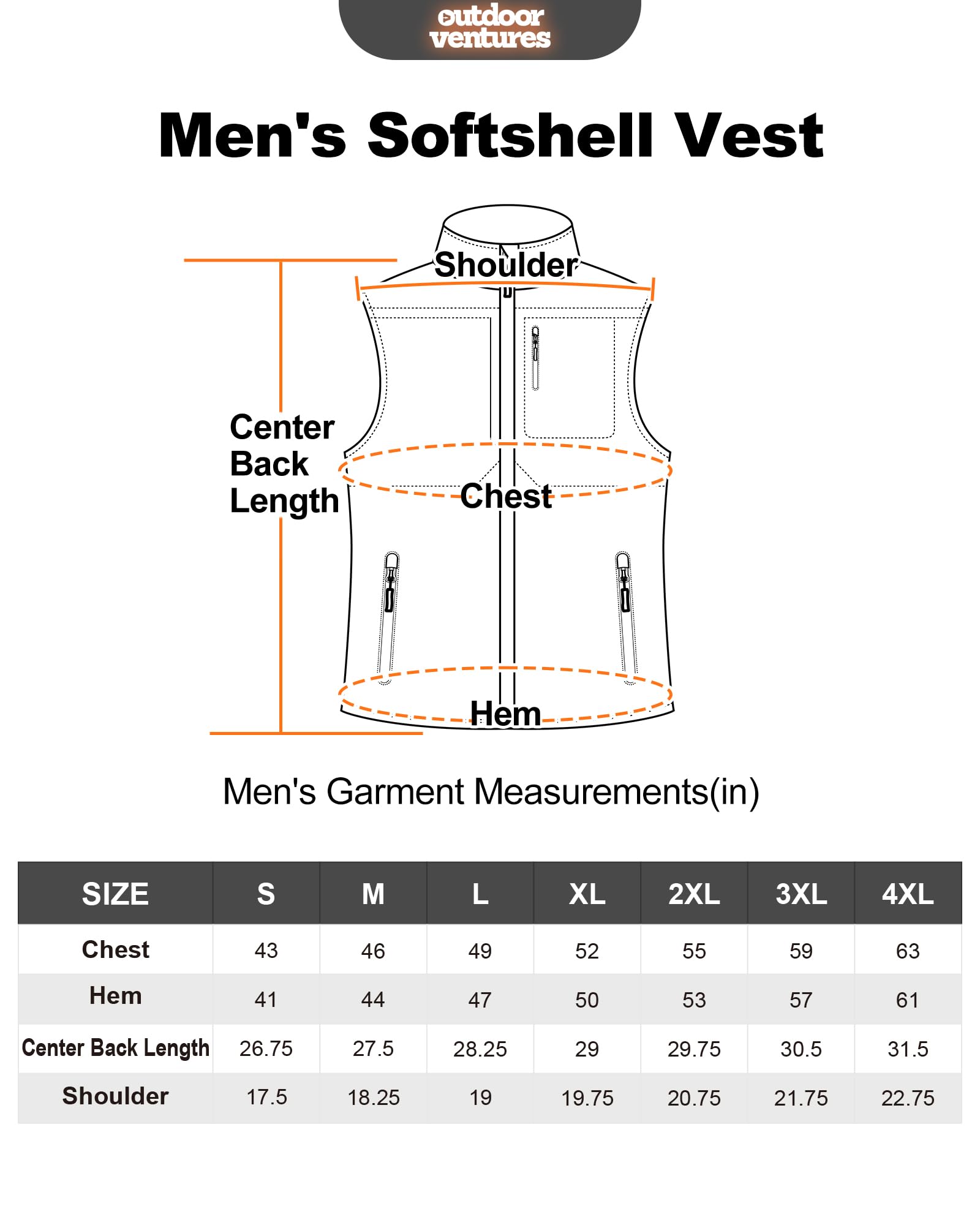 Outdoor Ventures Men's Running Vest Outerwear, Lightweight Windproof Fleece-Lined Softshell Sleeveless Jacket for Golf