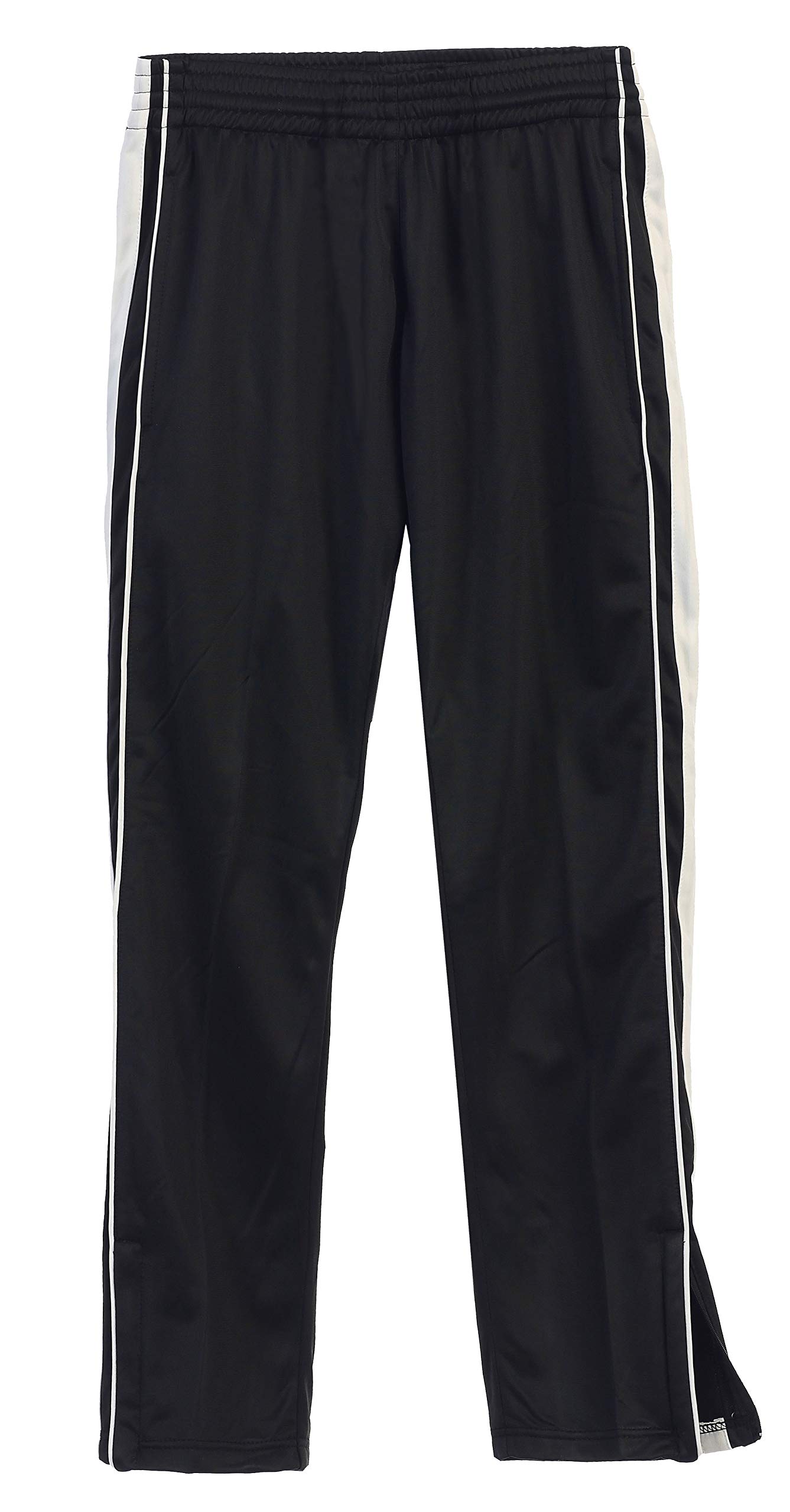 Gioberti Boys Track Jogger Athletic Pants - with Zip Bottom, Black/White, Size 18