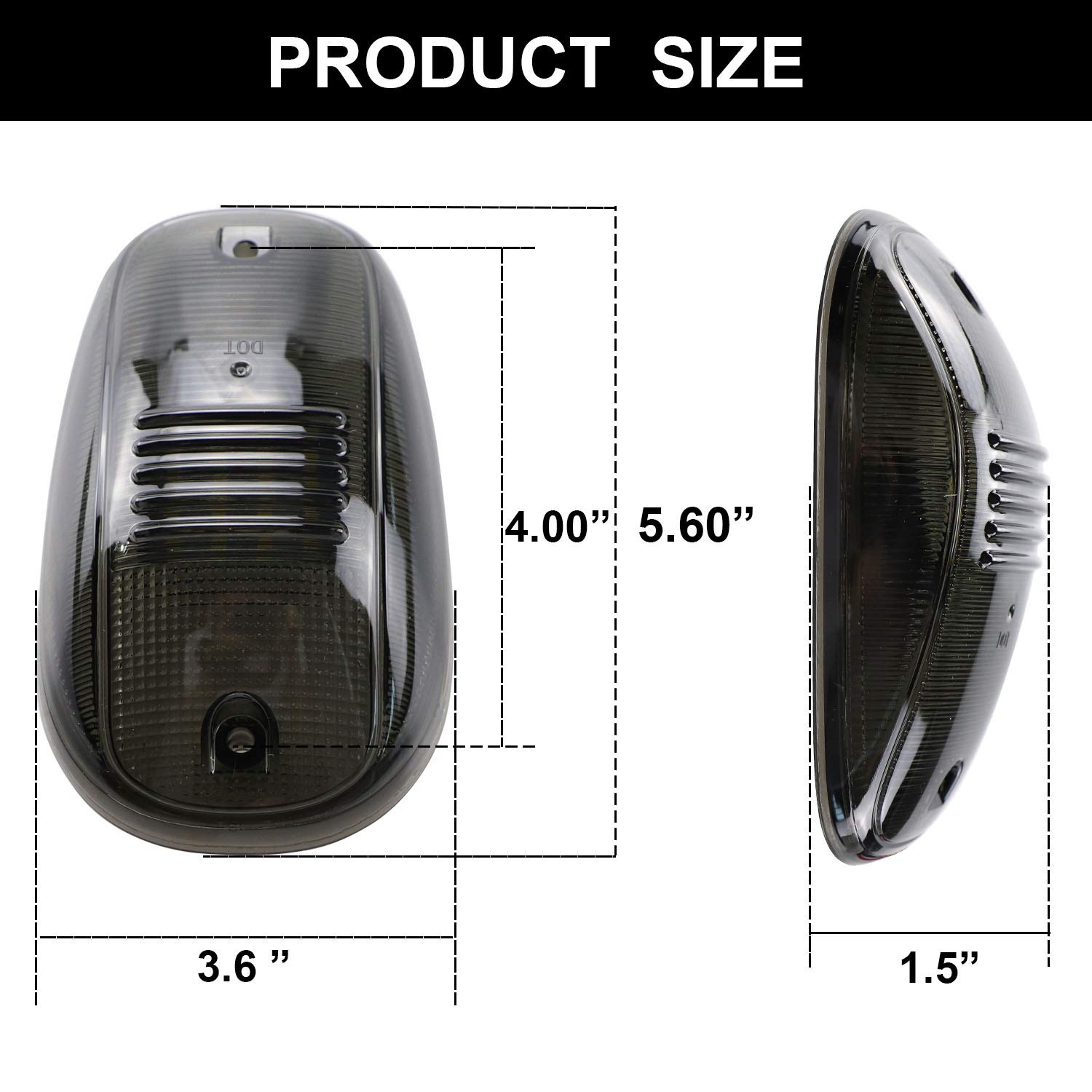 Tresound Cab Roof Top Marker Lights Cover for 2003-2016 Dodge Ram 1500 2500 3500 (Smoked Lens)