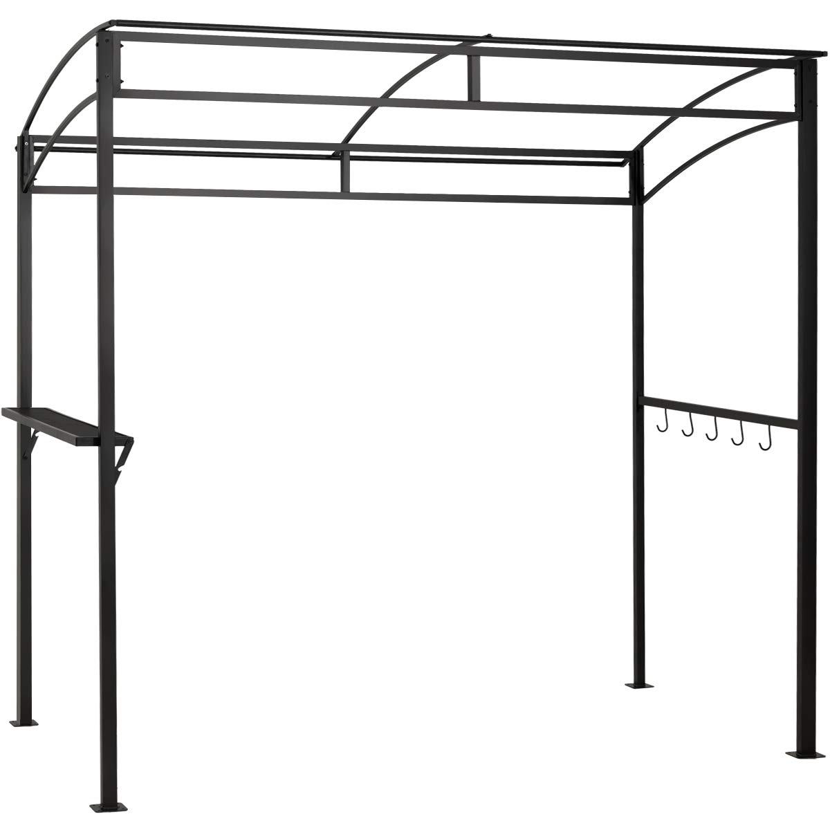 Giantex 7x4.4ft Grill Gazebo, Patio Outdoor Backyard BBQ Canopy Shelter, Soft Top, Heavy-Duty Steel Construction, Storage Shelf, Hanging Hooks, Bear Opening Setting, Anchor Kit (Beige)
