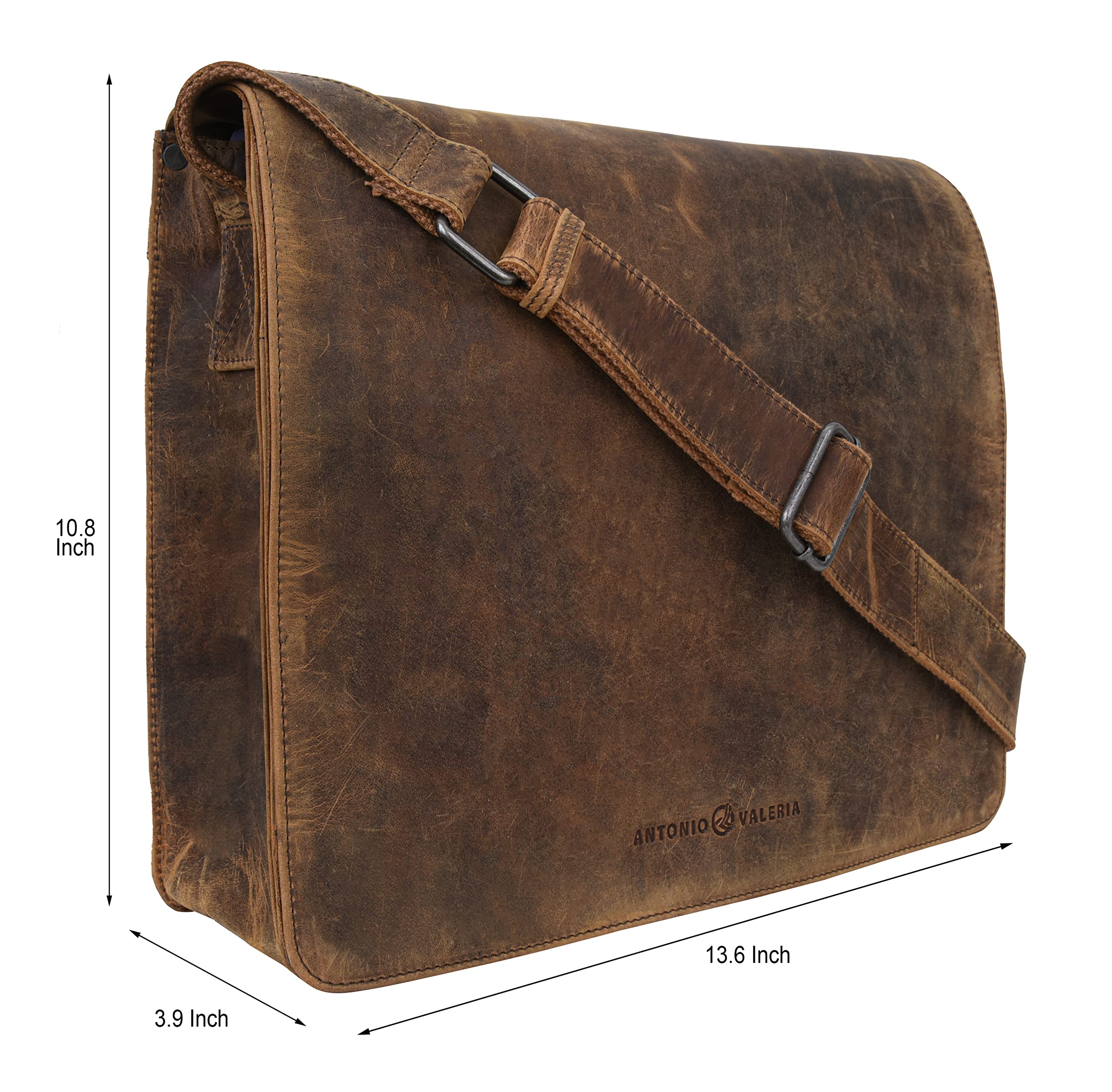 ANTONIO VALERIA Albert Brown Premium Leather Messenger Bag for Men