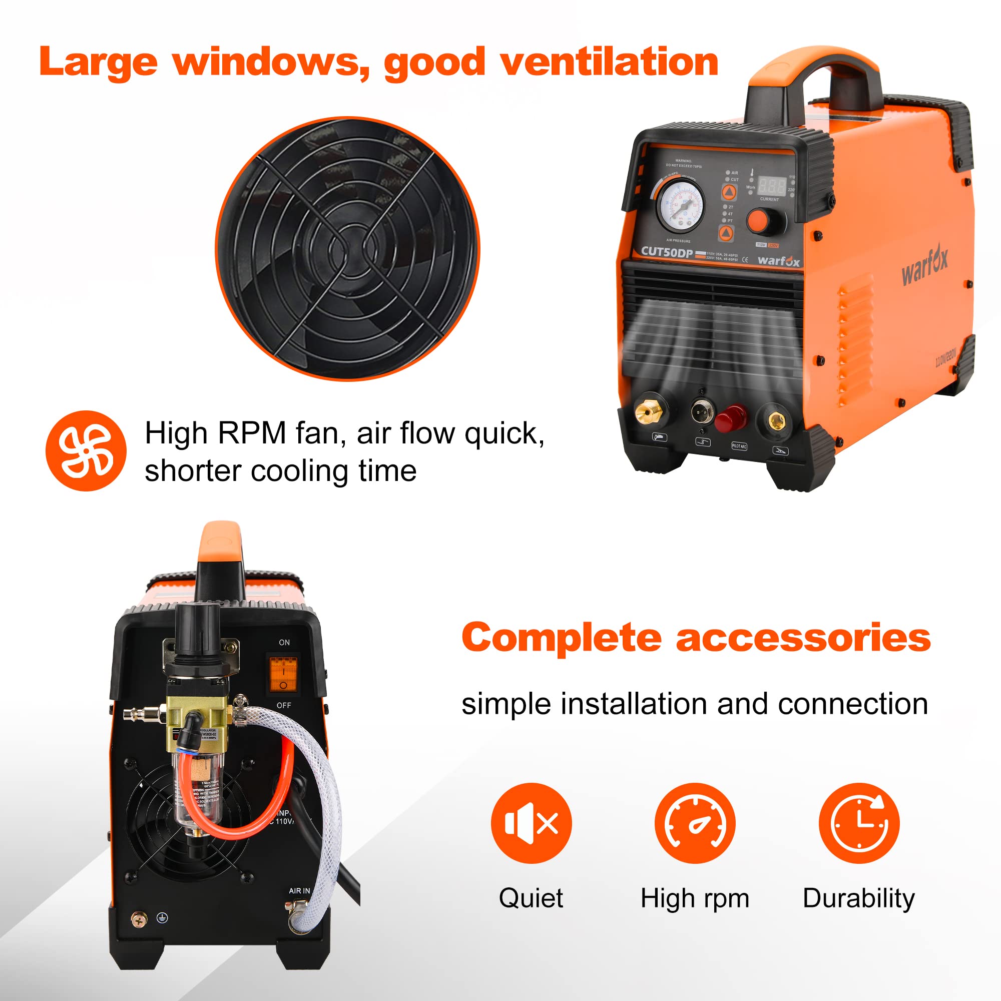 Plasma Cutter Pilot Arc,120/240V Dual Voltage Non Touch Plasma Cutting Machine, Max Cutting Thickness 14mm, Clean Cutting Thickness 10mm in 65PSI