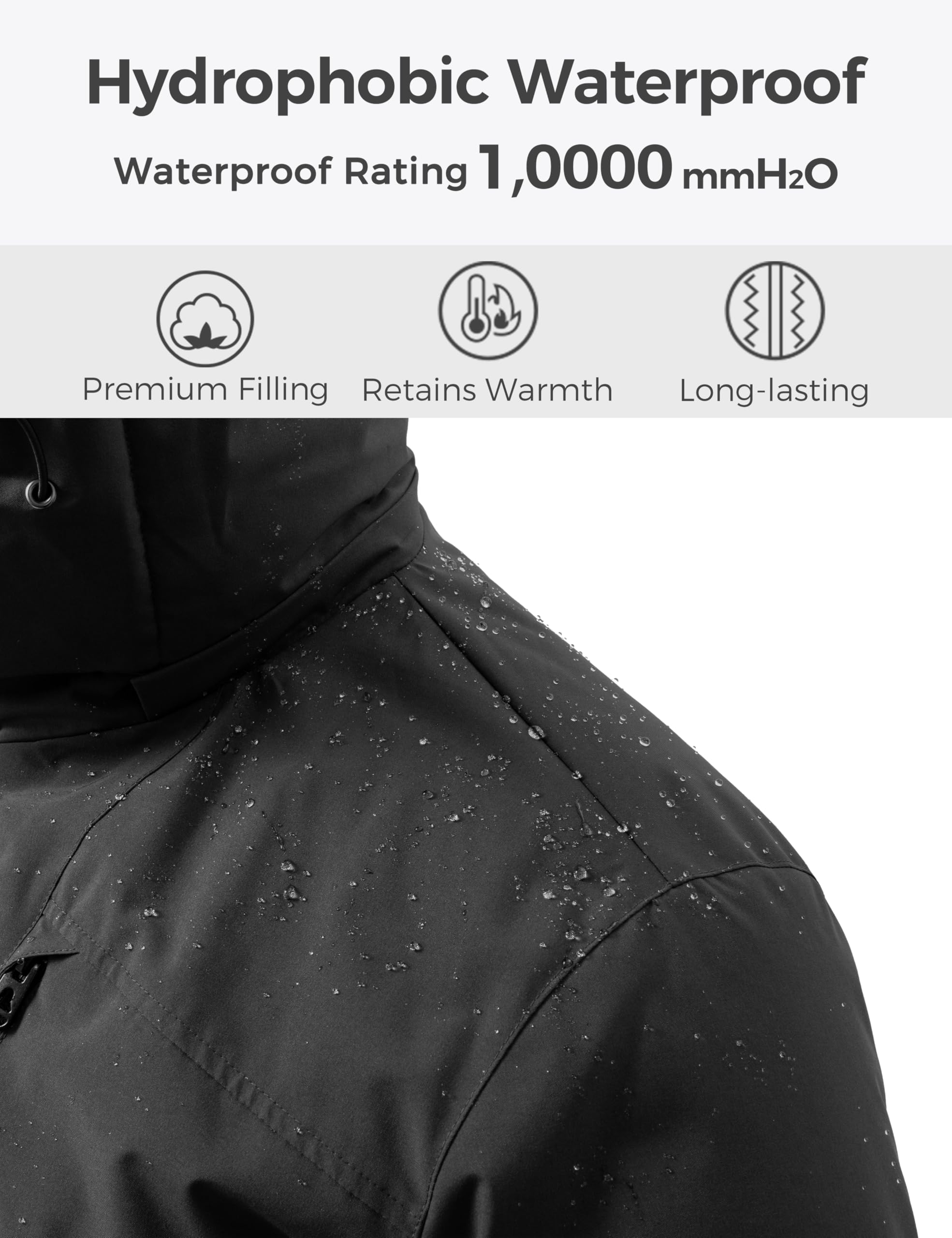 wantdo Men's Winter Ski Jacket Waterproof Snow Jacket Windproof Mountain Raincoat Hooded Navy XL
