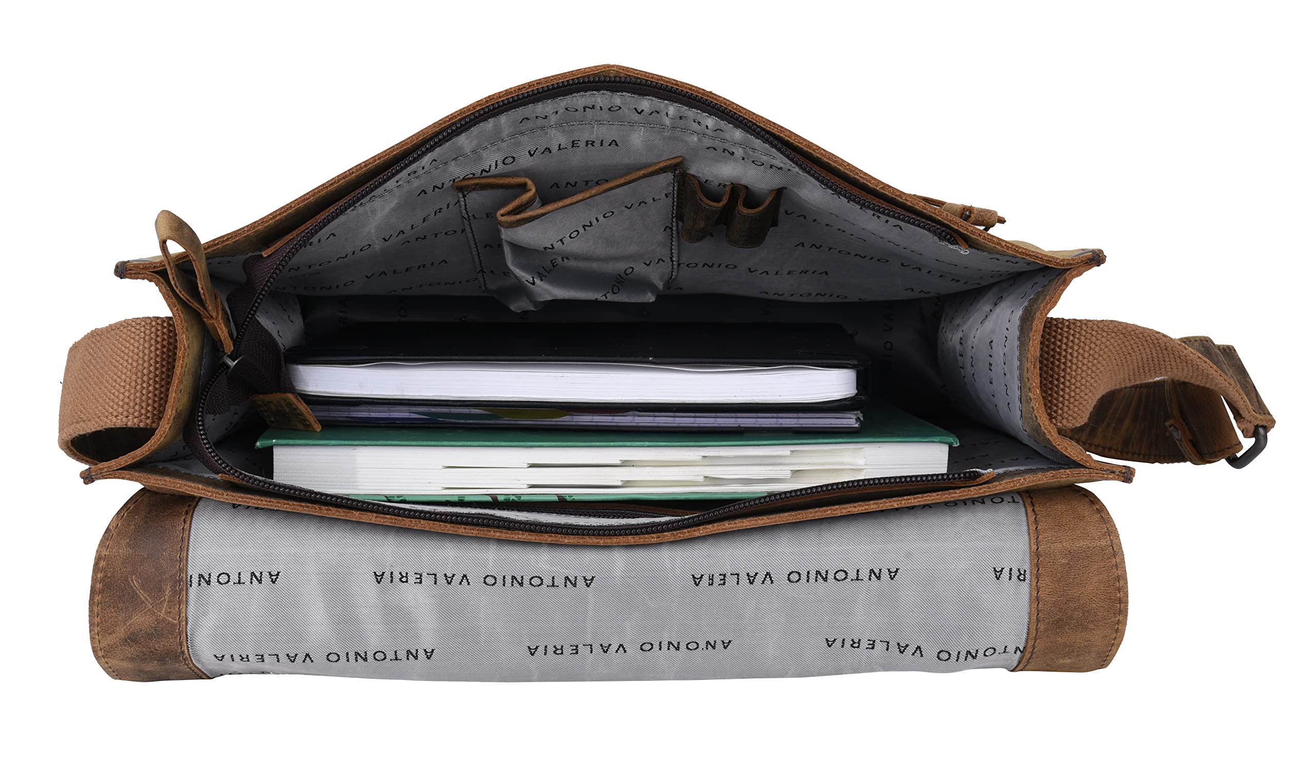ANTONIO VALERIA Albert Brown Premium Leather Messenger Bag for Men