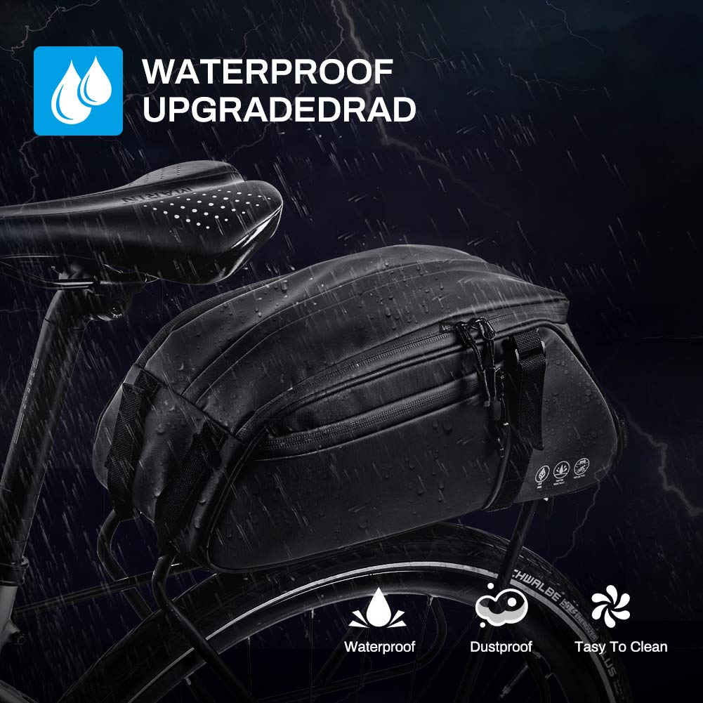 Number-one Bicycle Rear Rack Bag, 8L Multifunctional Waterproof Bike Rack Seat Bag Bike Saddle Bag Outdoor Bicycle Pannier Trunk Shoulder Handbag Bag (Black)