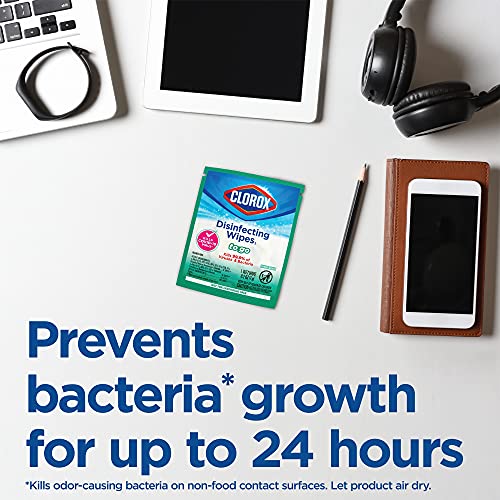 Clorox Disinfecting Wipes to Go, Bleach Free Cleaning Wipes in Bulk, Wipes with Fresh Scent, Kills Bacteria, Individually Wrapped, 1 Count Each, (Pack of 100)