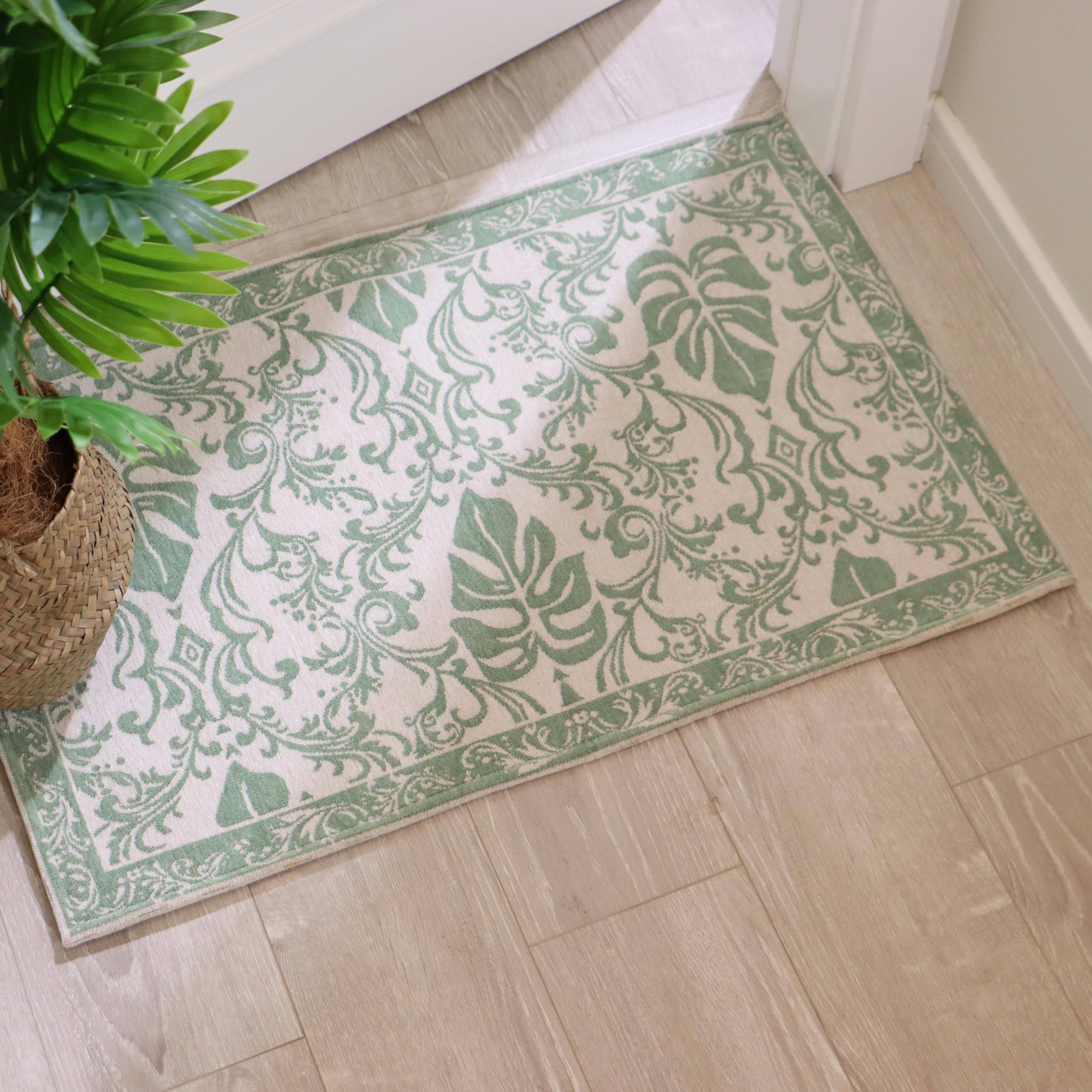 Original Indoor Doormat, Monstera Leaves Door Mats Indoor Rug, 24X36 inch Machine Washable Low-Profile Inside Door Mat for Entryway