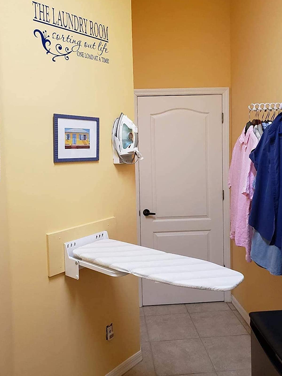 uyoyous Wall Mounted Ironing Board 37 x 13 Inch Foldable Ironing Boards with Heat Resistant Cover 180° Rotation Space-Saving Ironing Boards with English Manual