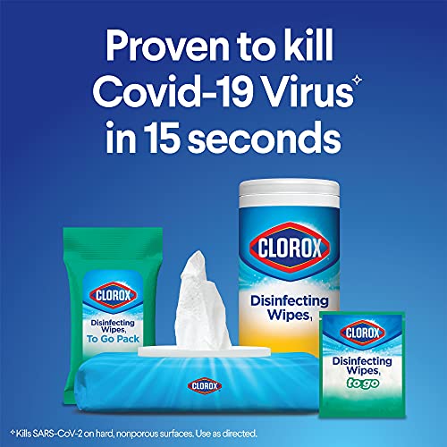 Clorox Disinfecting Wipes to Go, Bleach Free Cleaning Wipes in Bulk, Wipes with Fresh Scent, Kills Bacteria, Individually Wrapped, 1 Count Each, (Pack of 100)