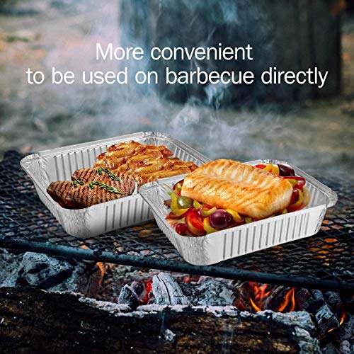 5LB Foil Pan with Lid 10.5x7.5x2.5” Large Aluminum tin Pans with Covers Disposable Food containers Great for Baking Cooking Heating Storing Prepping Food by lsshao
