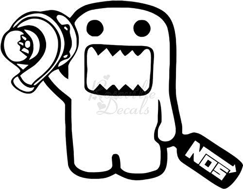 JDM Domo Kun NOS Turbo Engine Vinyl Decal Sticker for Home Office Decor Vehicle Window Sign Size- [6 inch] / [15 cm] Wide Color- Matte Black