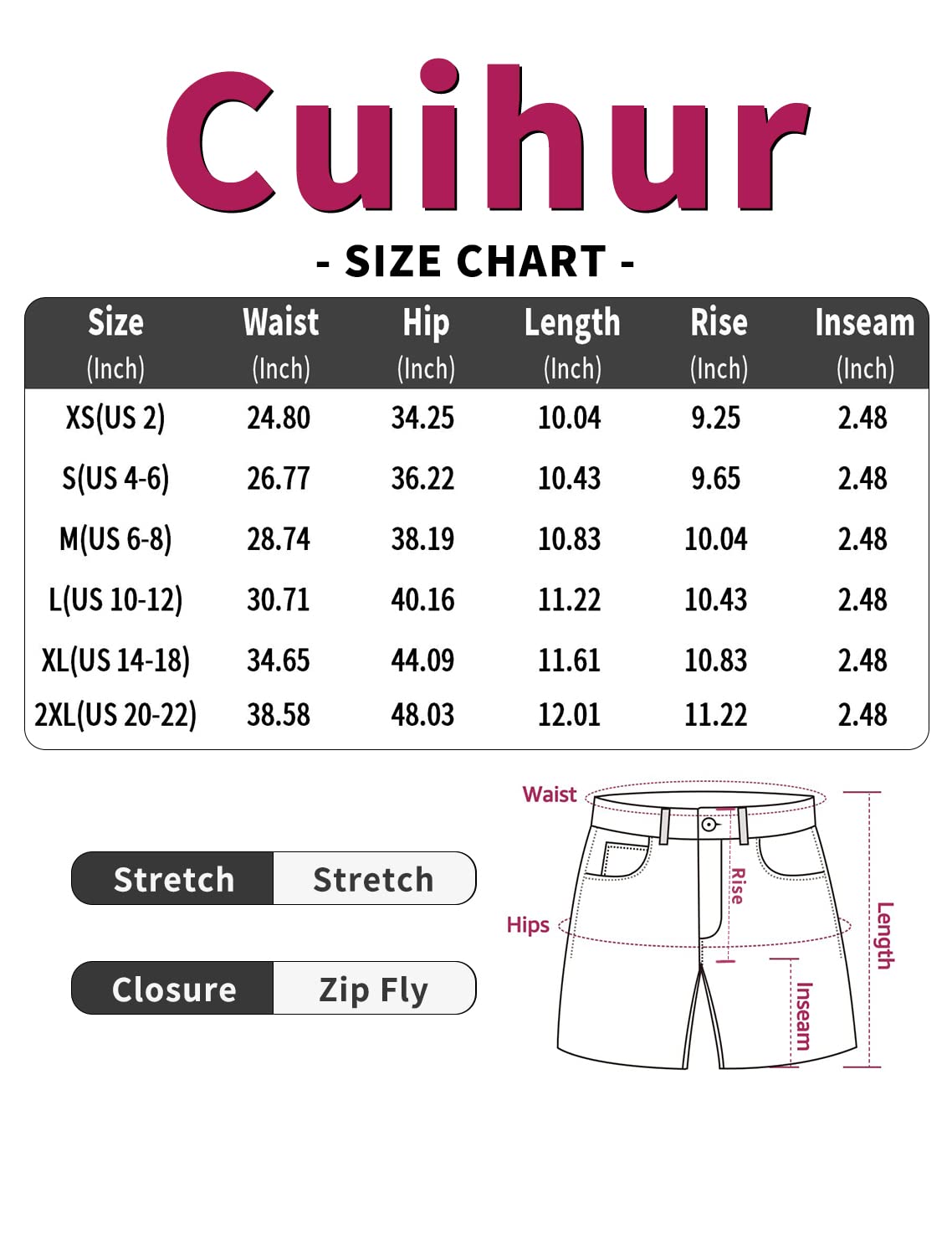 Cuihur Women's Summer High Waisted Denim Shorts Folded Hem Casual Short Jeans White M