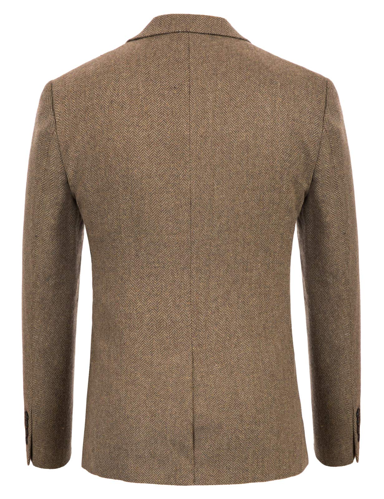 Men's Irish Wool Blend Blazer Notch Lapel Herringbone Tweed Sport Coat Coffee L