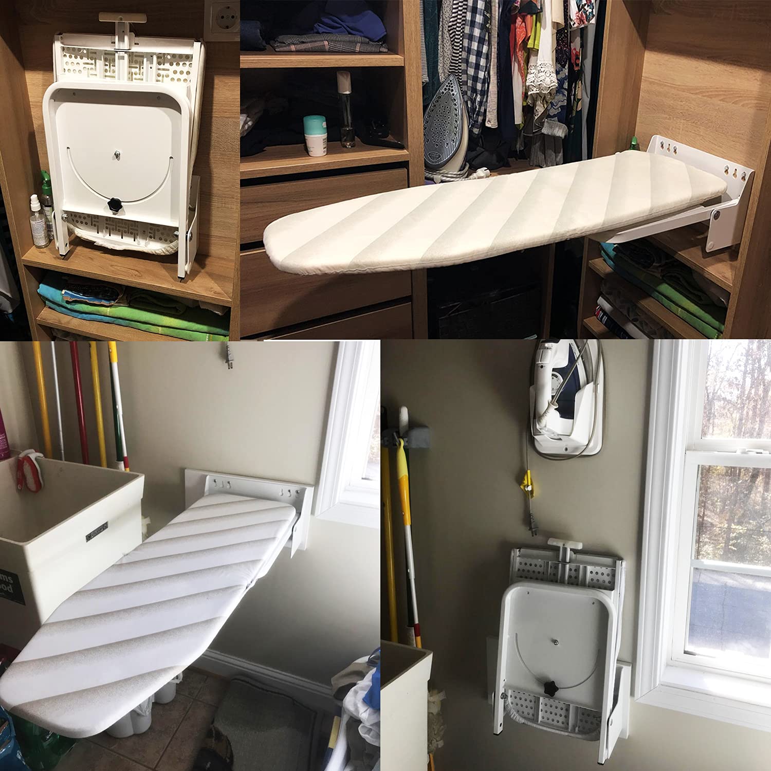 uyoyous Wall Mounted Ironing Board 37 x 13 Inch Foldable Ironing Boards with Heat Resistant Cover 180° Rotation Space-Saving Ironing Boards with English Manual