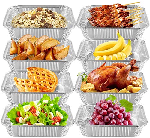 5LB Foil Pan with Lid 10.5x7.5x2.5” Large Aluminum tin Pans with Covers Disposable Food containers Great for Baking Cooking Heating Storing Prepping Food by lsshao