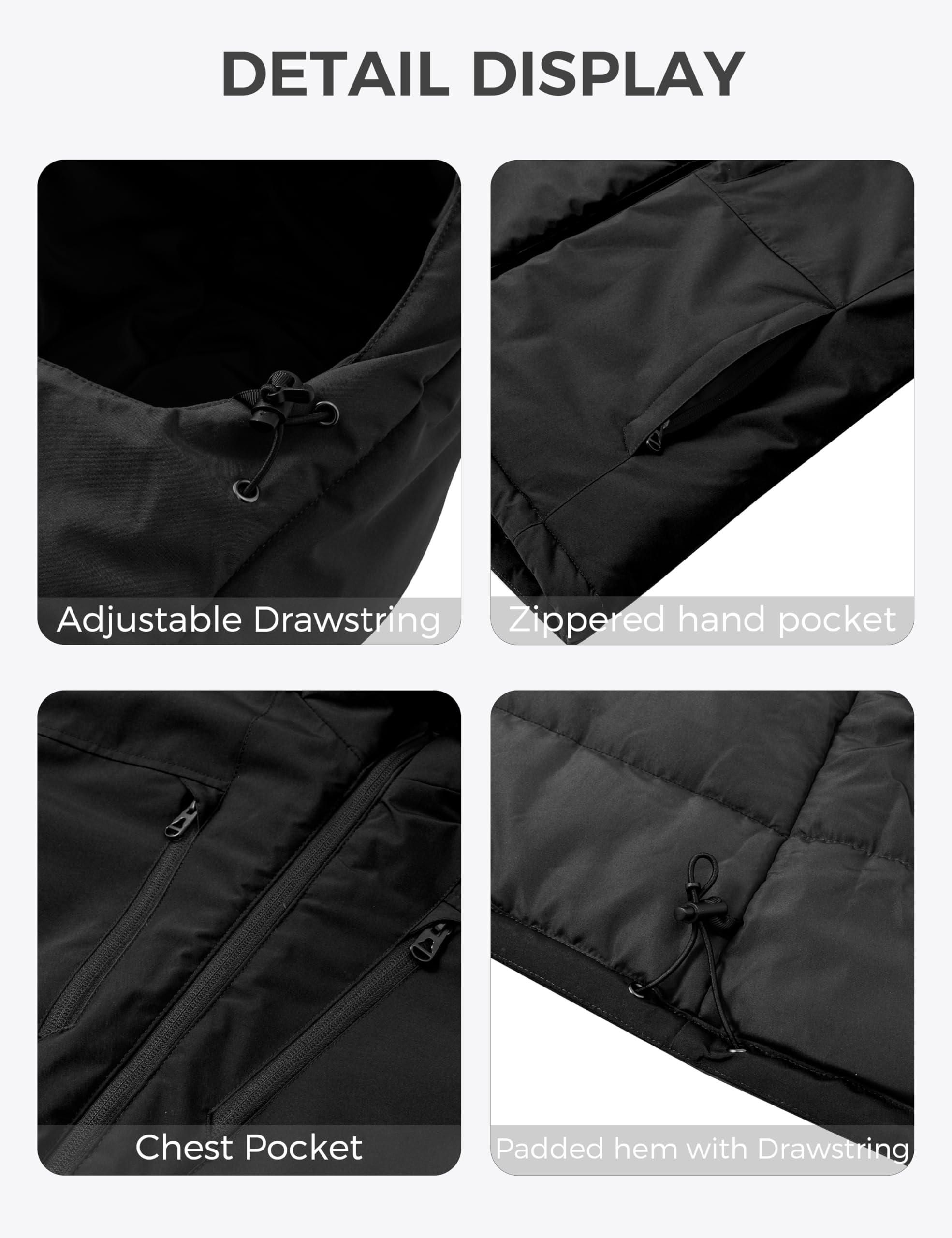 wantdo Men's Winter Ski Jacket Waterproof Snow Jacket Windproof Mountain Raincoat Hooded Navy XL