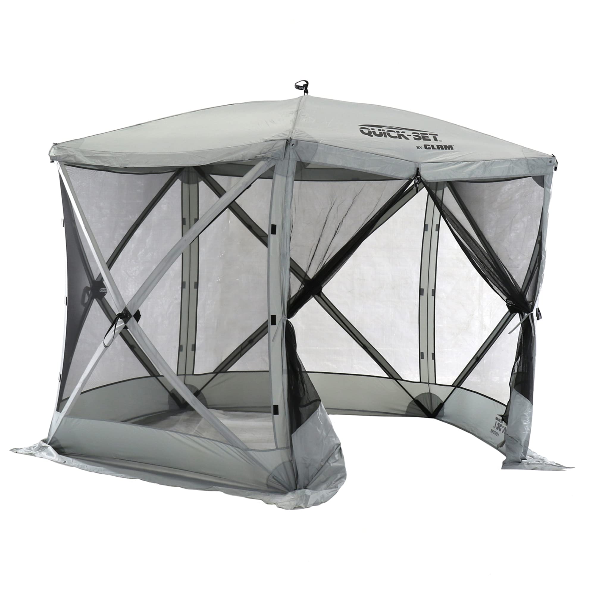 CLAM Pop Up Screen Tent, Outdoor Camping Gazebo Canopy, Venture, 9' x 9', Gray