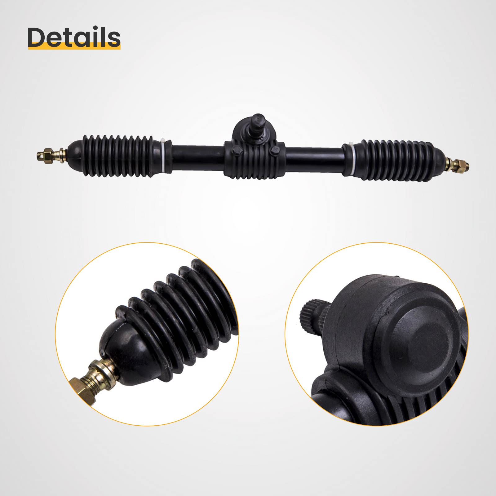 Tuningsworld Go-Kart Steering Wheel Kit, Adjustable Shaft Gear Rack Pinion Tie Rod Rack Steering Wheel Parts Assembly for 110CC Go Kart