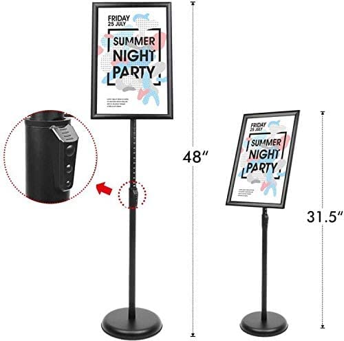 YIYO Adjustable Pedestal Poster Sign Stand,8.5 x 11 Advertising Business Menu Sign Holder for Floor Standing with Aluminum Snap-Open Reusable Frame,Black (8.5 x 11)