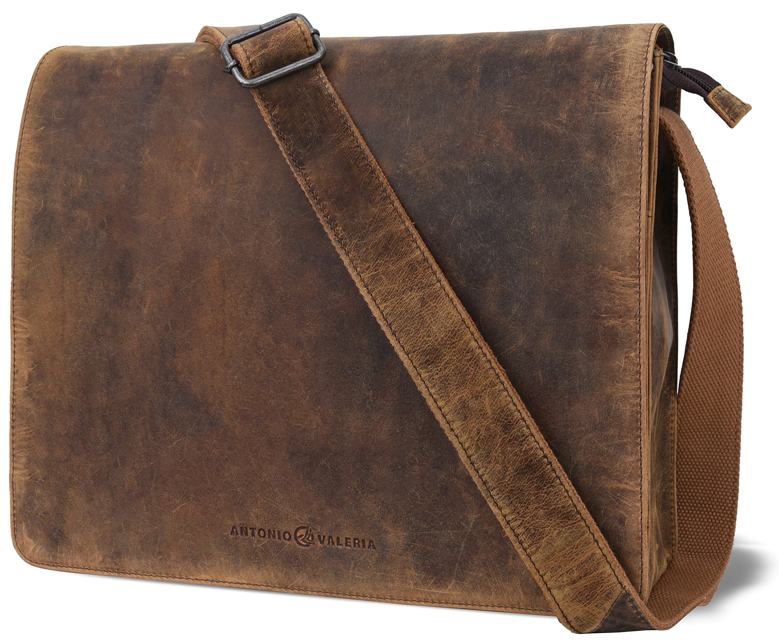 ANTONIO VALERIA Albert Brown Premium Leather Messenger Bag for Men