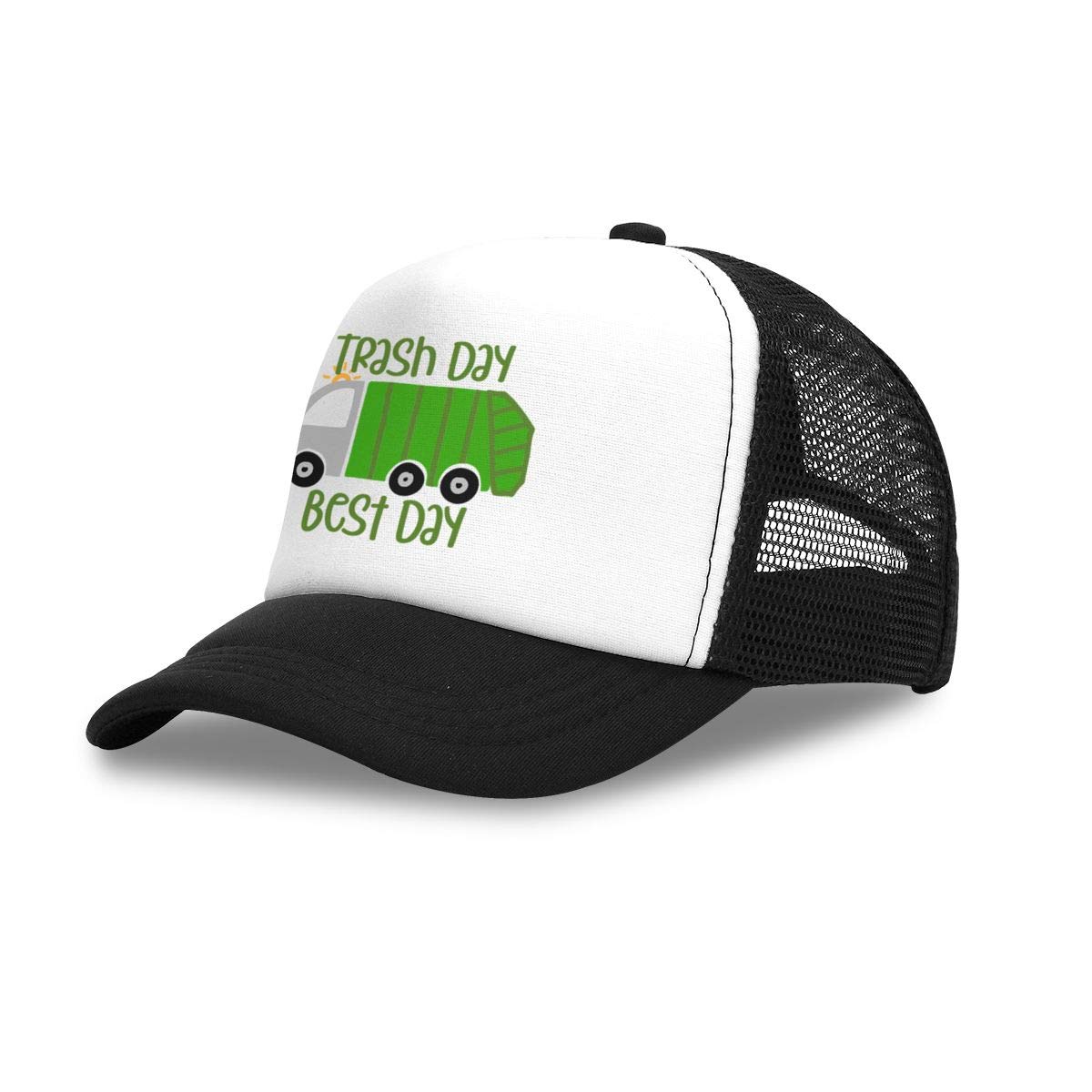 Trash Day Best Day I Love Trash Garbage Trucks Youth Adjustable Mesh Hats Baseball Trucker Cap for Boys and Girls (One Size)