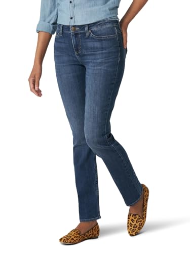Lee Women's Petite Legendary Mid Rise Straight Leg Jean Seattle 14 Petite