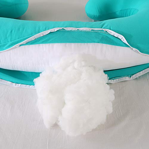 CDEN Pregnancy Pillow, C Shaped Full Body Pillow 52", Maternity Pillow Support for Back, Legs, Neck, HIPS for Pregnant Women with Removable Washable Jersey Cover(Lakeblue)