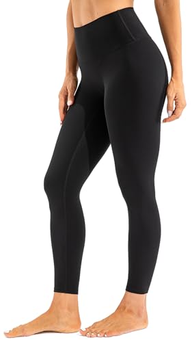 Lavento Women's All Day Soft Yoga Leggings Mid-Rise - No Front Seam Workout Active Legging for Woman (Black, 8)