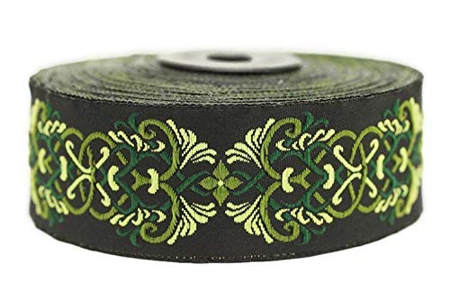 11 Yard Soool 1.37 inches WideCeltic Knot Green Jacquard Ribbons Ribbon Trim Jacquard Trim Craft Supplies Collar Supply Trim 35976