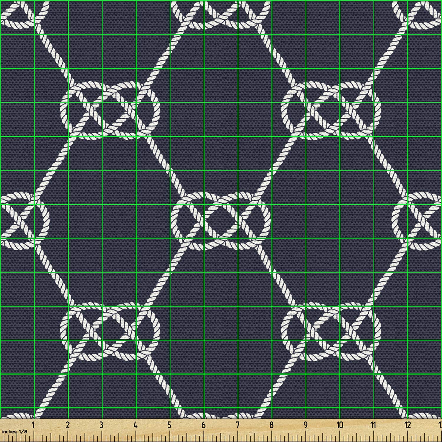 Ambesonne Navy Blue Fabric by The Yard, Navy Inspired Sailor Knot Pattern Illustration Nautical Abstract Design, Decorative Fabric for Upholstery and Home Accents, 3 Yards, Dark Blue Cream