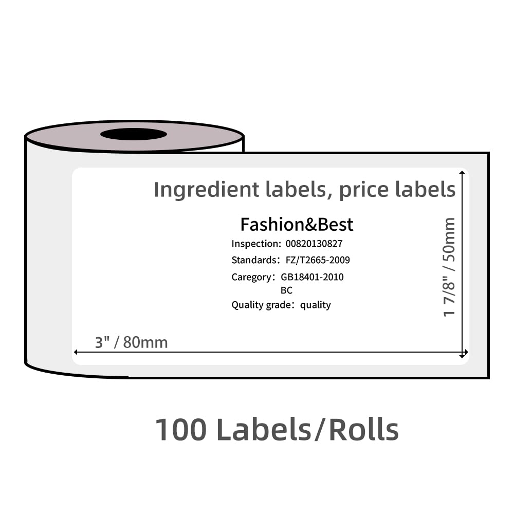 Thermal Printing Paper Compatible with Phomemo M110 M220 M200 M221 M150 M250 M260 M108 M100 Label Printer, Phomemo M110 Thermal Label for Labeling Jars, 1.96"x3.15" (50x80mm), 100 Sticker/Roll