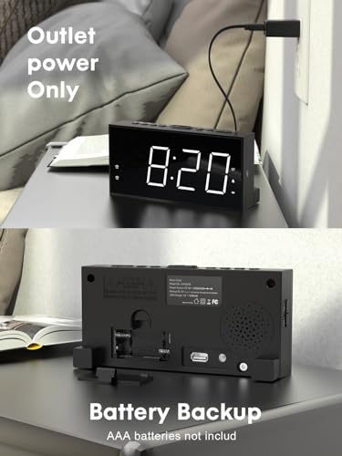 Super Loud Alarm Clock for Heavy Sleepers, Vibrating Alarm Clock for Hearing Impaired Deaf, Teens, Dual Alarm Clock with Bed shaker, Large Display Digital Clock with USB Port, Dimmer, Battery Backup