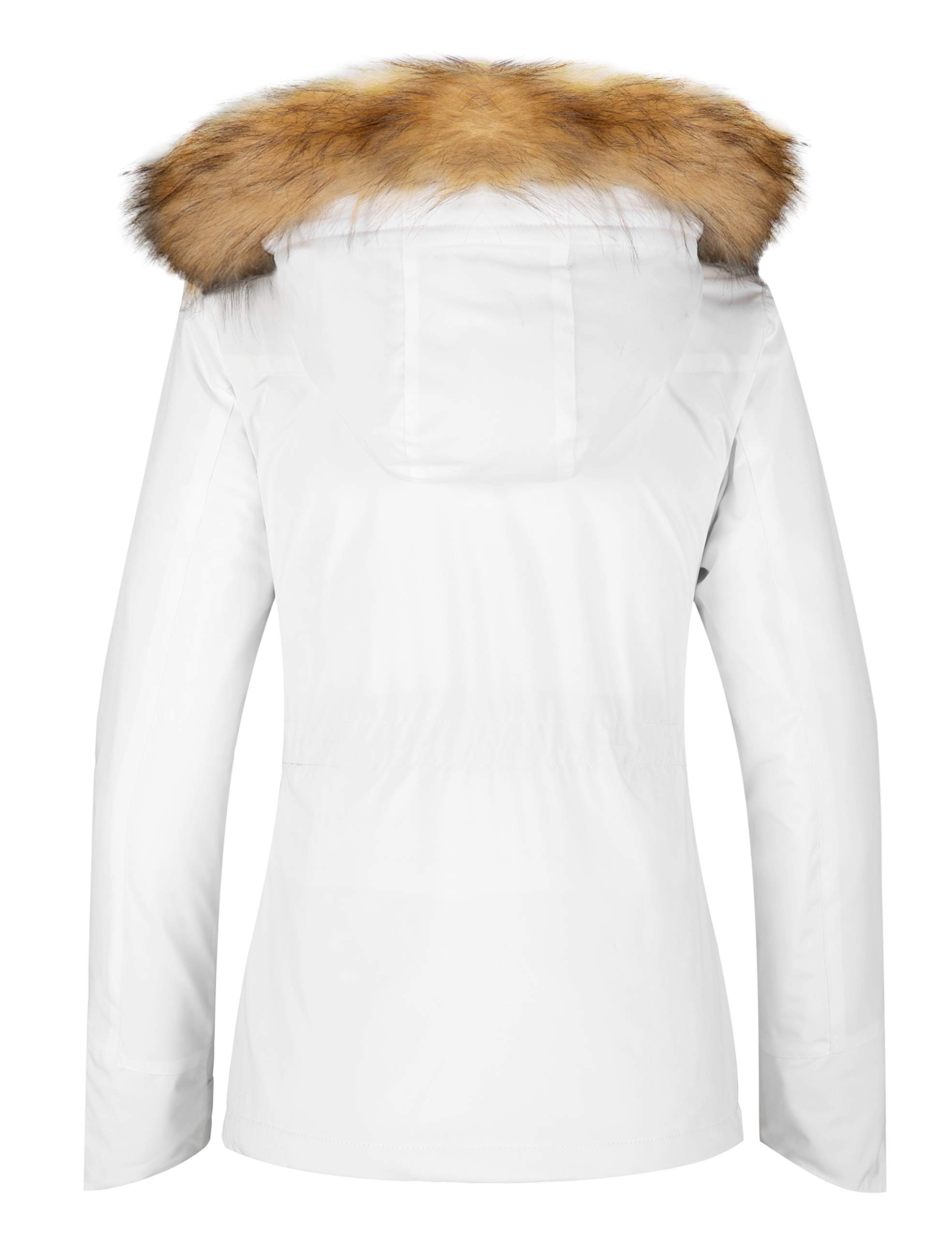 wantdo Women's Waterproof Snowboarding Jacket Hooded Fleece Winter Coats Outwear White M