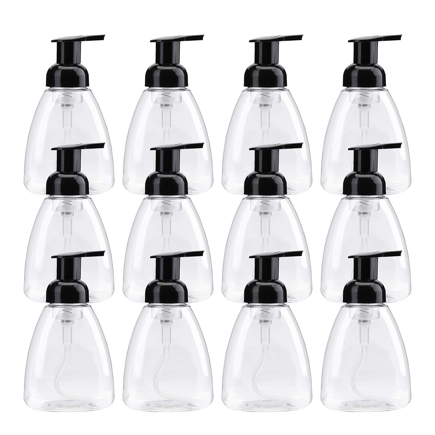 Bekith 12 Pack Foaming Soap Dispensers Pump Bottles, 10oz Empty Foam Liquid Hand Soap Containers Plastic Press Bottles for Kitchen and Bathroom Clear