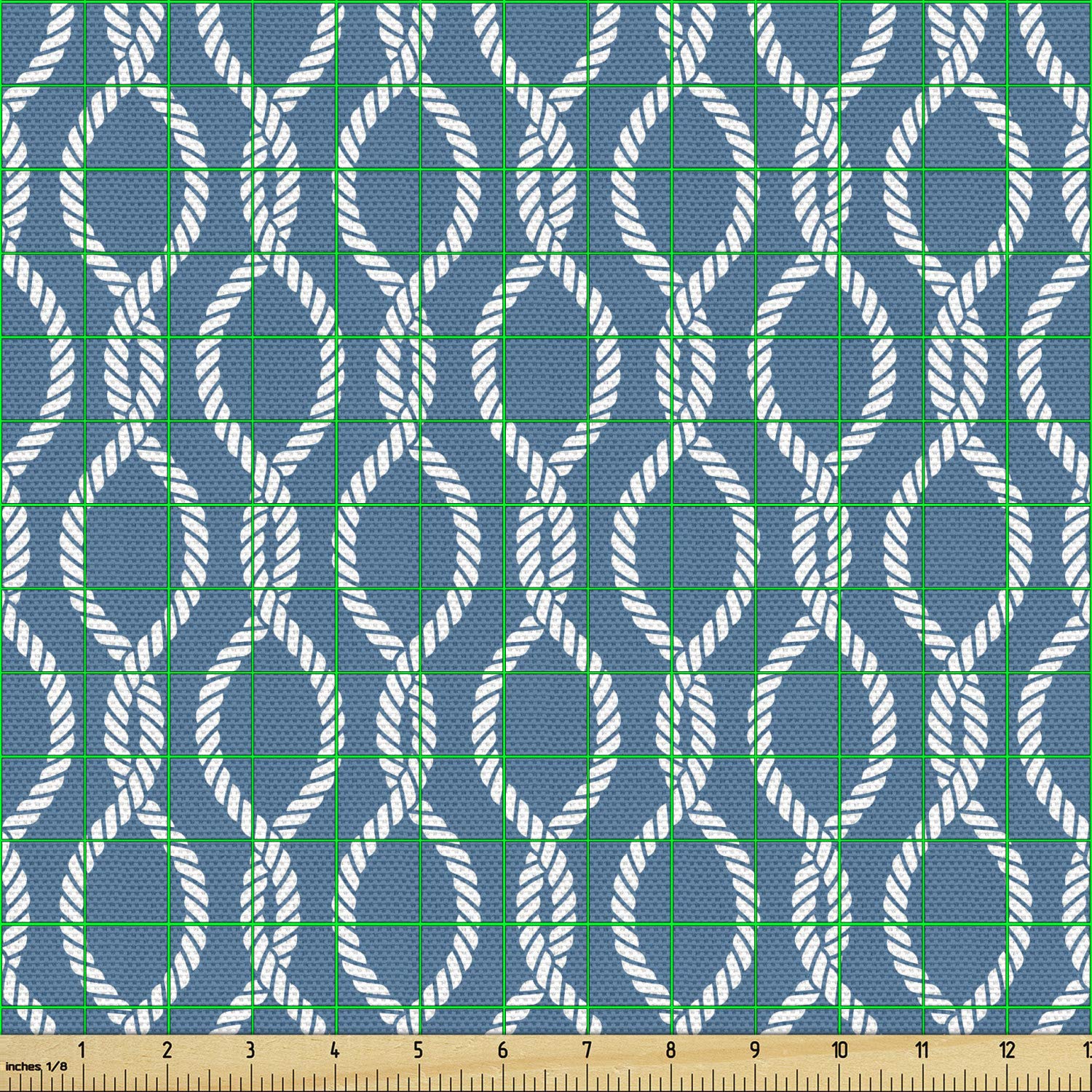 Ambesonne Nautical Fabric by The Yard, Oceanic Art Themed Monochrome Pattern of Integrating Look Modern Stripes Print, Decorative Fabric for Upholstery and Home Accents, 3 Yards, White Sea Blue
