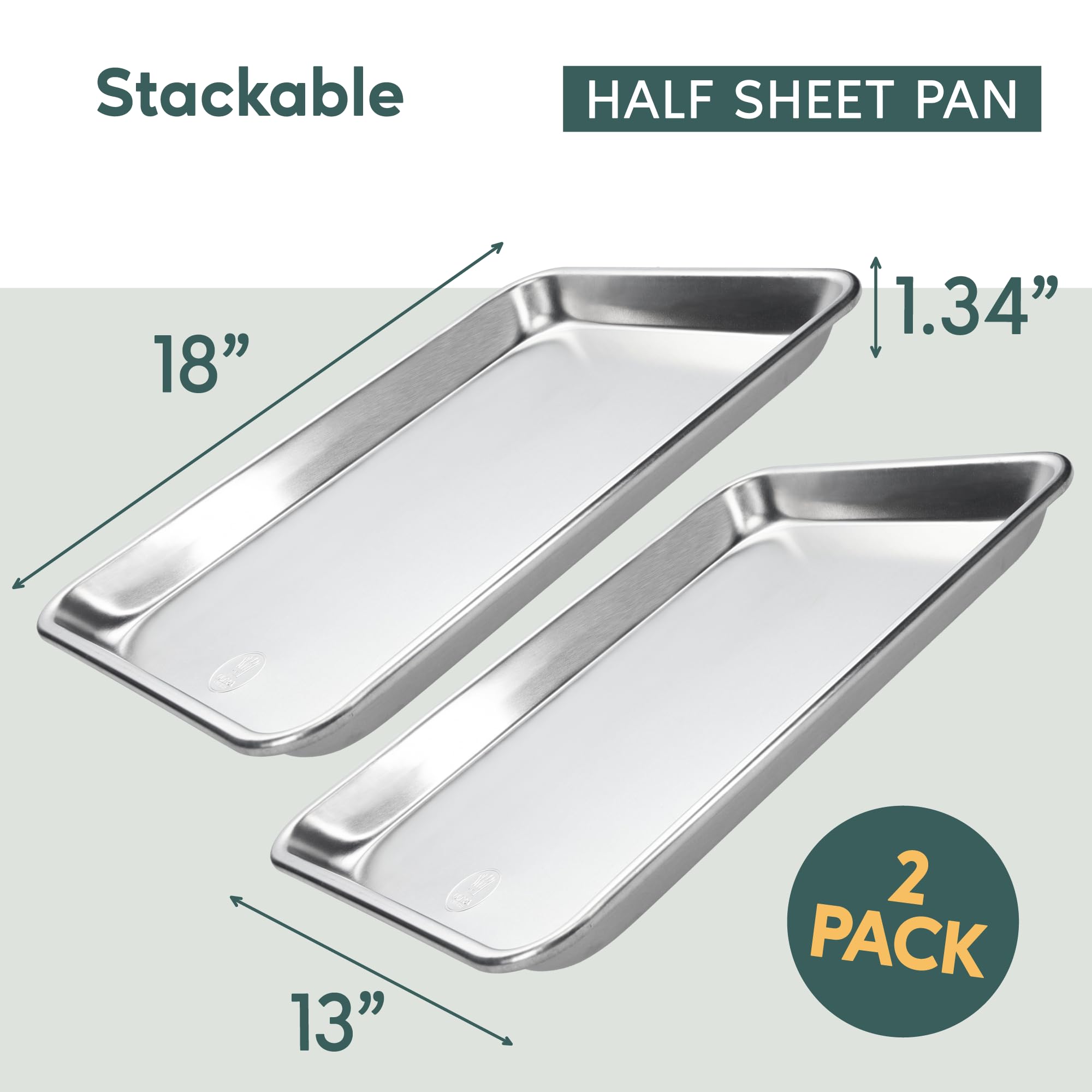 Ultra Cuisine Baking Sheet Pan Set of 2- Professional Bakeware for Roasting, Cooking & More - Food Safe, Warp Resistant, Bake Trays for Oven - Rimmed Half Cookie Sheets for Baking (Aluminum 18 x13")