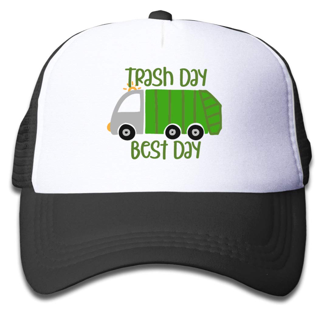 Trash Day Best Day I Love Trash Garbage Trucks Youth Adjustable Mesh Hats Baseball Trucker Cap for Boys and Girls (One Size)