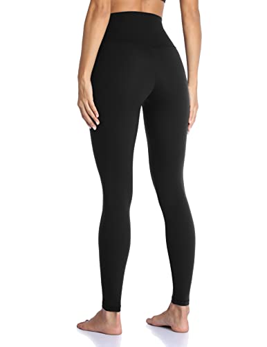 Colorfulkoala Women's High Waisted Tummy Control Workout Leggings Full Length Ultra Soft Yoga Pants 28" (S, Black)