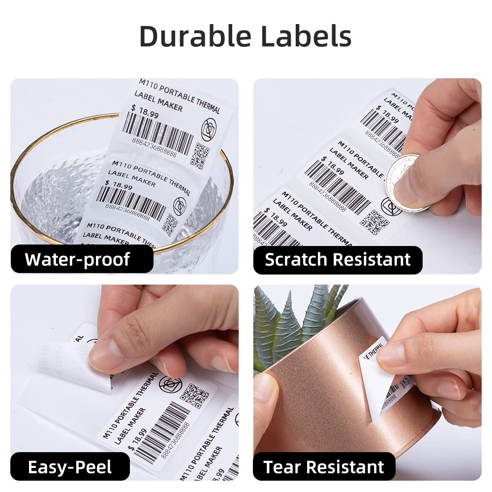Thermal Printing Paper Compatible with Phomemo M110 M220 M200 M221 M150 M250 M260 M108 M100 Label Printer, Phomemo M110 Thermal Label for Labeling Jars, 1.96"x3.15" (50x80mm), 100 Sticker/Roll