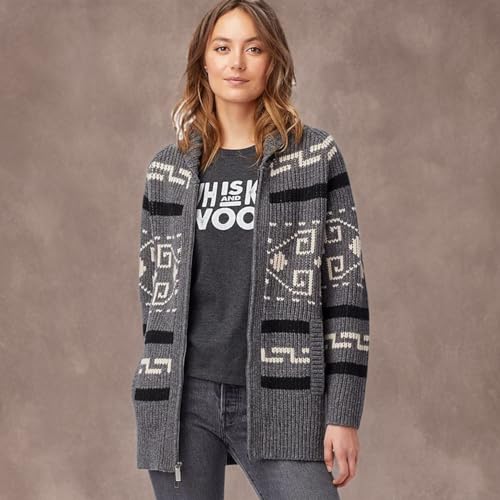 Pendleton Women's Long Westerley Cardigan, Grey/Black, XL