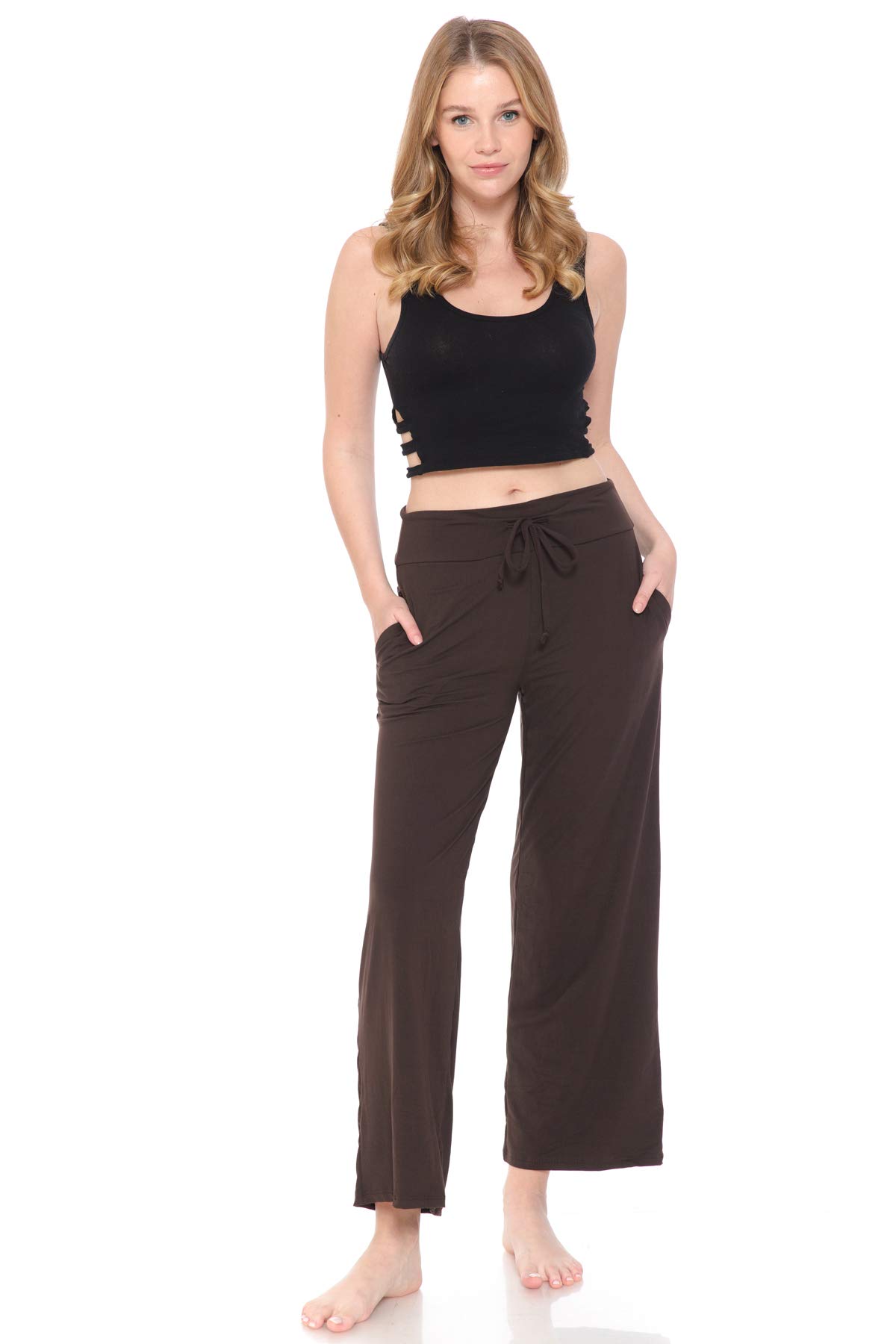 Leggings Depot Women's Fashion Pajama Lounge Pants with Pockets-PJ20-BROWN-XL