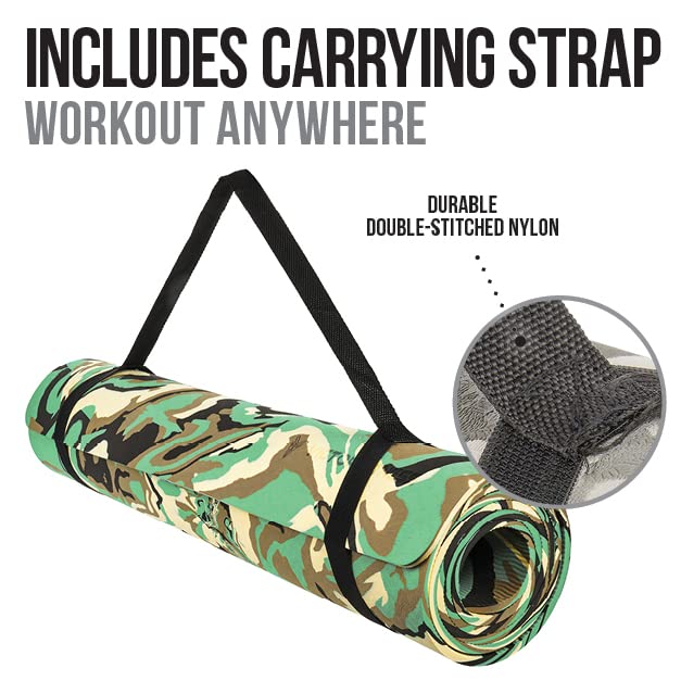 Victor Fitness Pink Camouflage Eco-Friendly Yoga Mat - Premium TPE Material, Non-Slip Texture, Lightweight & Durable - Ideal for Hot Yoga, Pilates, and Bikram - Includes Carrying Strap