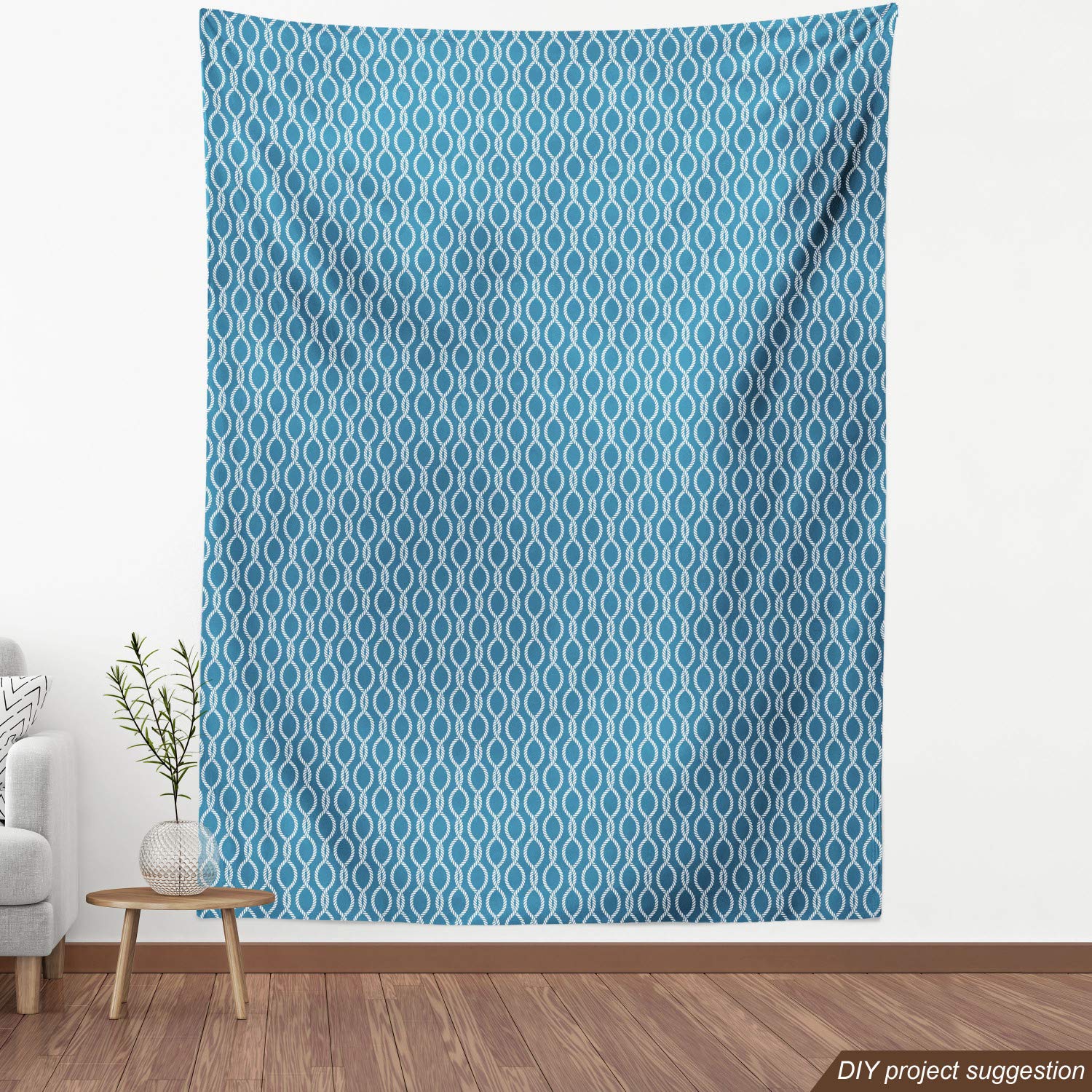 Ambesonne Nautical Fabric by The Yard, Oceanic Art Themed Monochrome Pattern of Integrating Look Modern Stripes Print, Decorative Fabric for Upholstery and Home Accents, 3 Yards, White Sea Blue